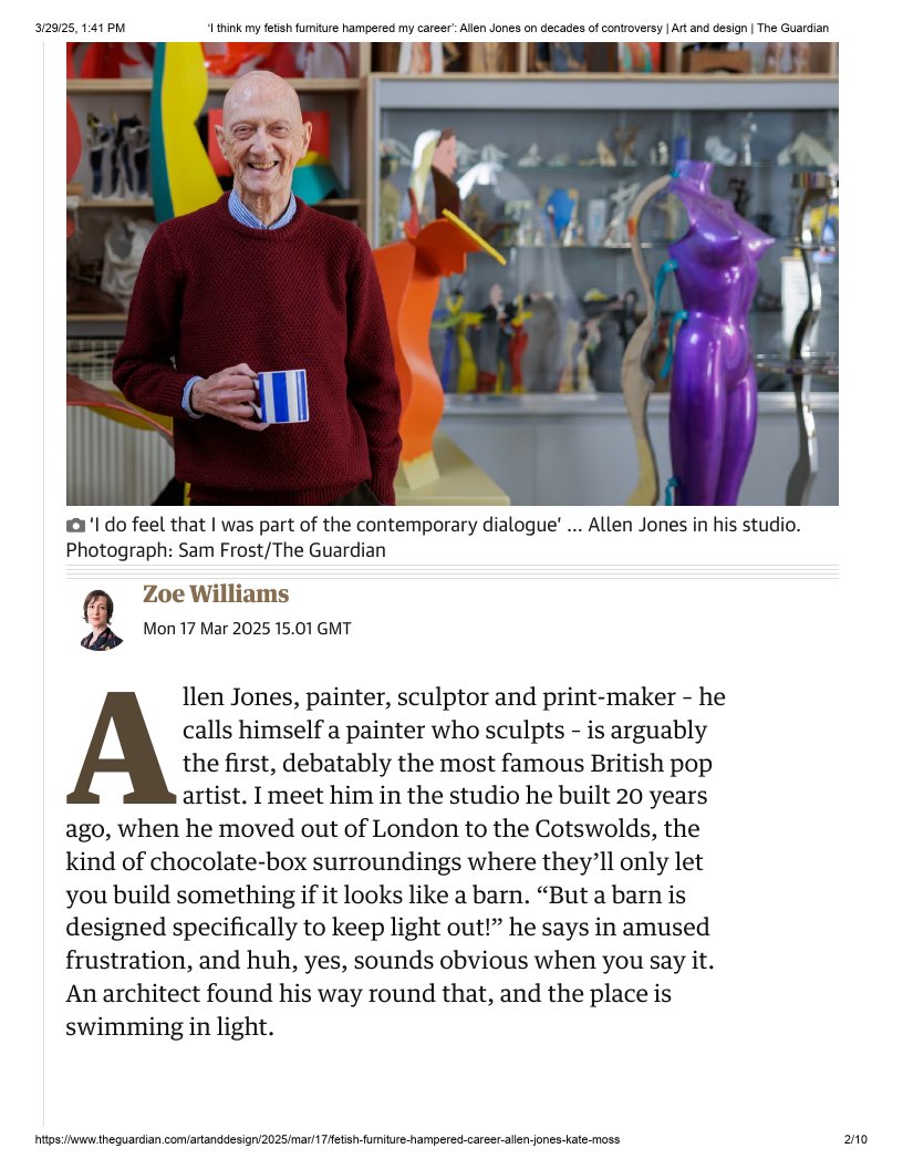 Allen Jones interview with the Guardian Newspaper – Books | Arete ...